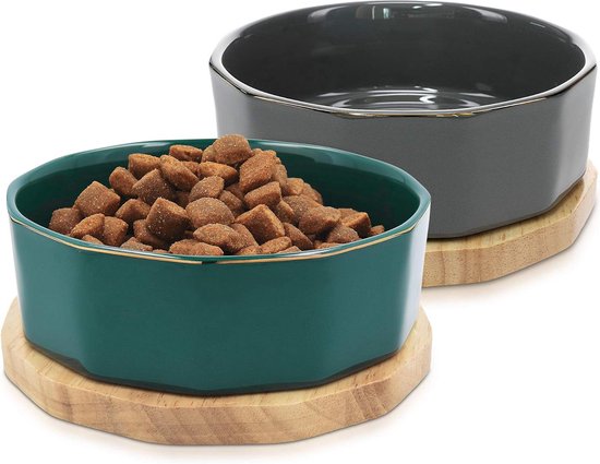 Keramische Voerbak voor Honden en Katten - Voer- en Waterbak - Set van ...