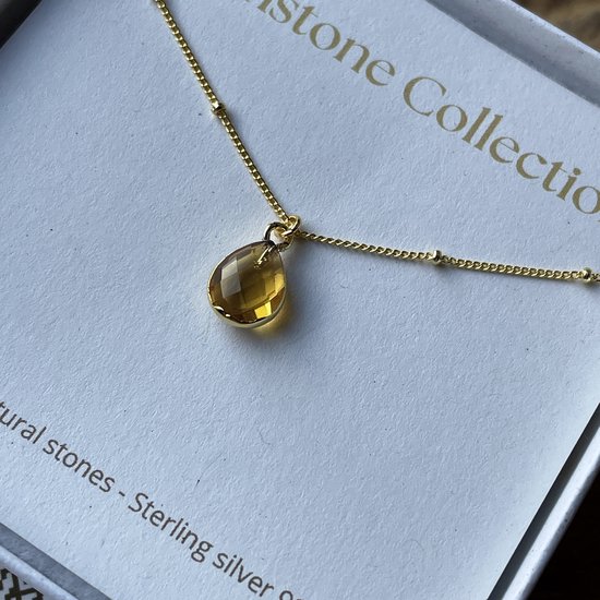Lilia - zilveren ketting met Citrien - Sterling silver 925 - verguld ...