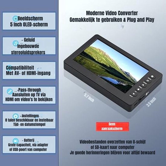 DD® Vhs Videorecorder - Videorecorder - Videobanden Digitaliseren - 15x9x1cm - Zwart | bol