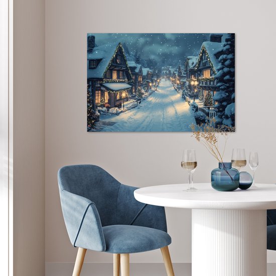 Poster 90x60 cm - Kerstdorp - Kerst - Sneeuw - Winter - Posters - Kamer ...