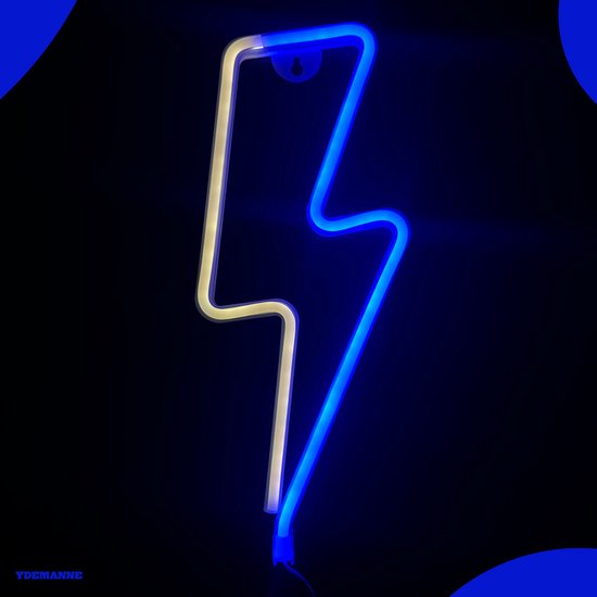 Neon Lamp - Bliksem Blauw / Warm Wit - USB of Batterijen - Neon ...