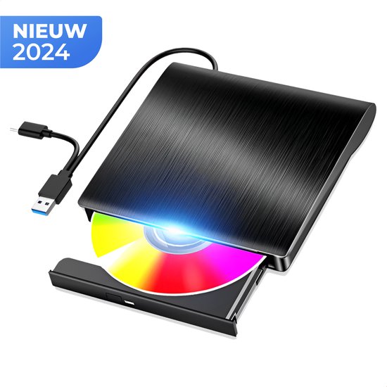 Externe CD/DVD Speler - USB 3.0 & Type-C - Draagbaar - CD/DVD Lezer en ...