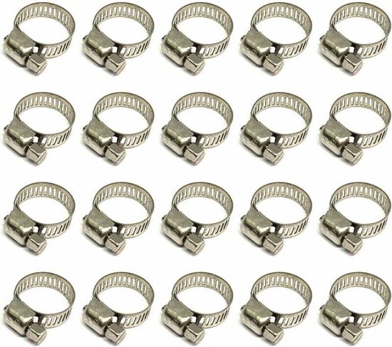 Slangklemmen - 20 stuks - slangklemmen set - slangklem rvs - Zilver ...