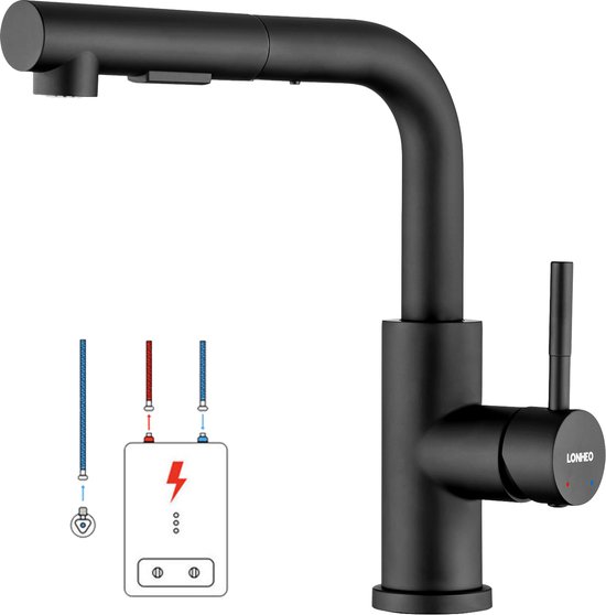 Lonheo max Keukenkraan met Uittrekbare Uitloop - lagedruk keukenkraan -... | bol