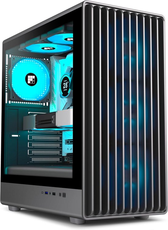 Gaming PC Behuizing ATX Mid-Tower met 6x ARGB PWM Ventilators (3x 140mm ...