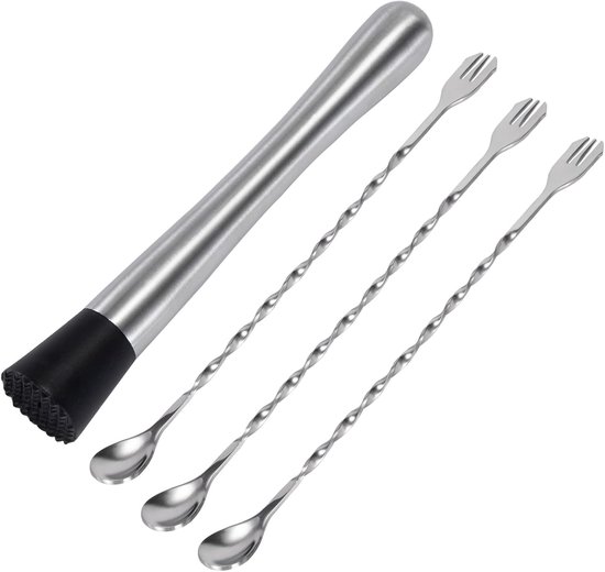 Cocktail Pestle en Bar Spoon Set - 21cm Crushed Ice Hammer - 26cm ...