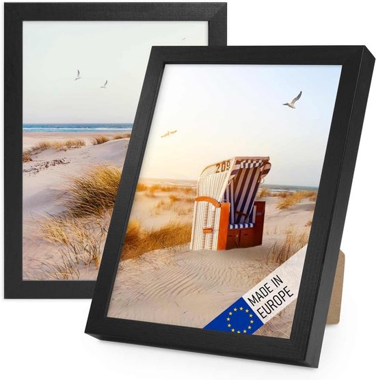 Set van 2 Houten Fotolijsten Eiken 15x20 cm Massief Hout met Acrylglas ...