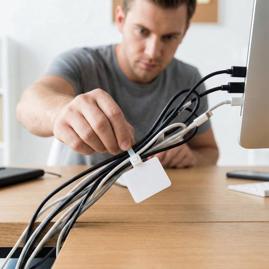 200pcs Witte Plastic Kabelbinders - Kabelbeheer Kit - Kantoor ...