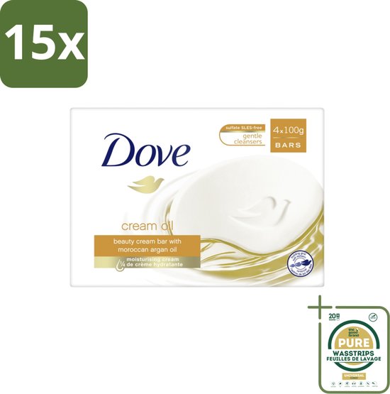 15 x Dove – Zeep – Cream Oil Soap Bar – 4 x 100 g - Grootverpakking ...