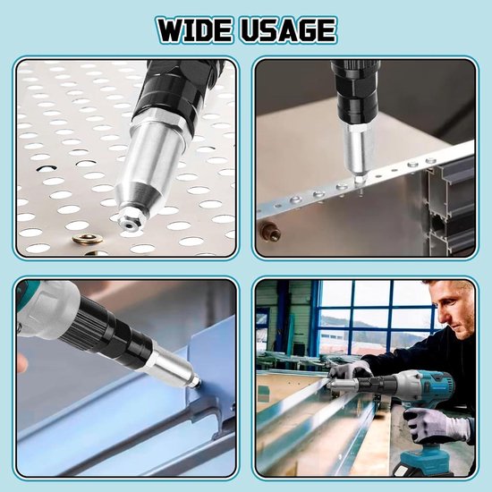 Elektrisch Nietgereedschap voor 2,4-5,0 mm Blindnieten - LED-licht ...