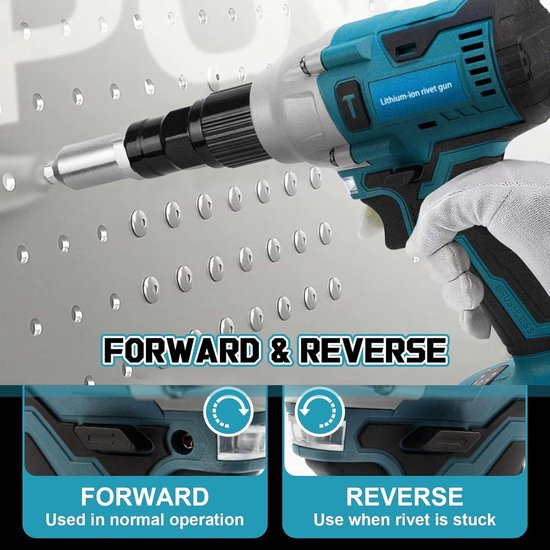 Elektrisch Nietgereedschap voor 2,4-5,0 mm Blindnieten - LED-licht ...