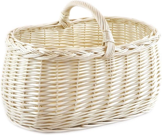 Grote gevlochten mand van rotan en wilg met handvat | bol