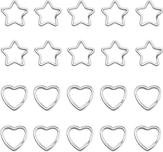 Metalen Sleutelhangers - Hart En Ster Vormen - 10 Stuks Mini ...