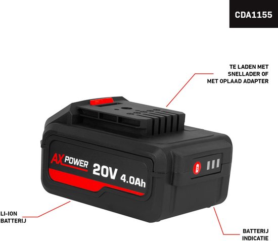FERM AX-POWER Accu 20V 4.0Ah - Voor alle FERM AX-Power & FX-Power ...