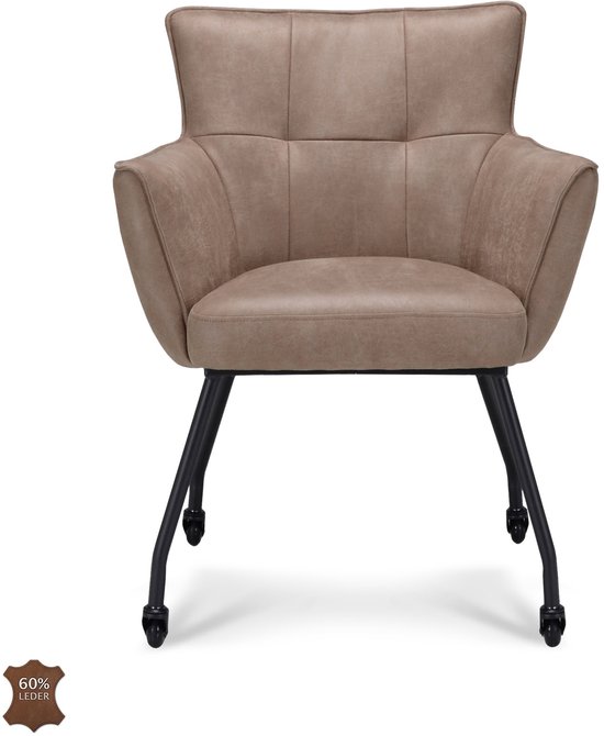 Icon Living - Armstoel Nora on Wheel - Microleder Bull Liver - Leg ...