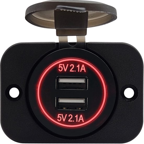 ProRide 12V USB Stopcontact 2 Poorten Inbouw - 5V/2.1A - USB Autolader ...