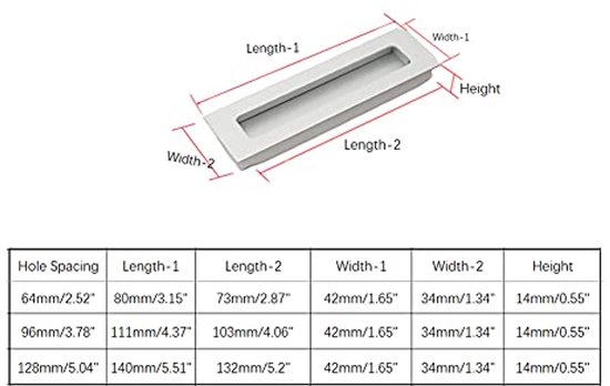 Rechthoekige Inbouw Flush Deur Handvatten - 4 Stuks voor Schuifdeuren ...
