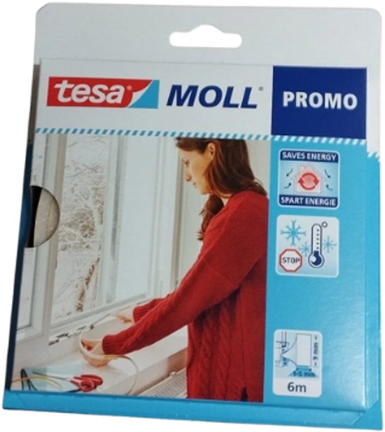 Tesa Moll Tochtstrip - 6 meter | Zelfklevende Tochtband voor Ramen ...