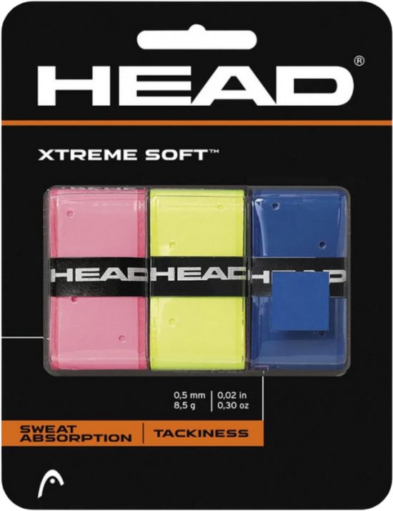 Head Xtreme Soft - Overgrip Multi Colour - Pink / Yellow / Blue -... | bol