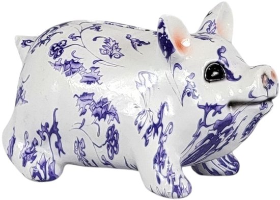 Spaarvarken delfts blauw 16x10x10 cm polystone - herbruikbaar | bol