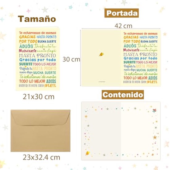 Large Spanish farewell card with envelope, greeting card, XXL, to say ...