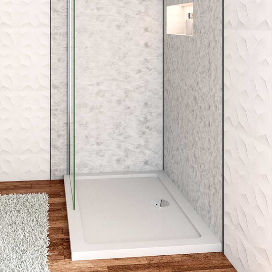 Aica Witte douchebak rechthoek 160x90cm slechts 3cm gemaakt kunststeen ...