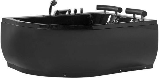 BELIANI PARADISO - Hoekbad whirlpool - Zwart - Links - 113 x 158 cm ...