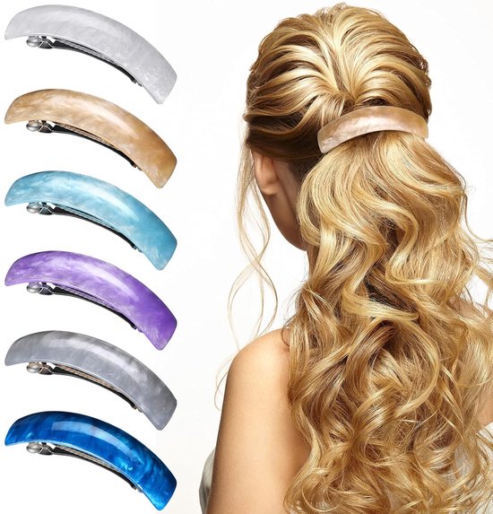 6 dames grote haarklep Franse haarklep retro sluiting Vrouwelijke ...