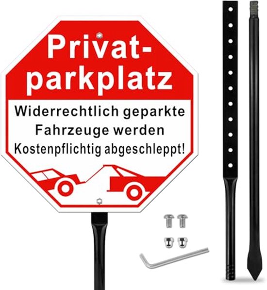 Panneau de stationnement privé avec support - 30 x 30 cm - Métal ...