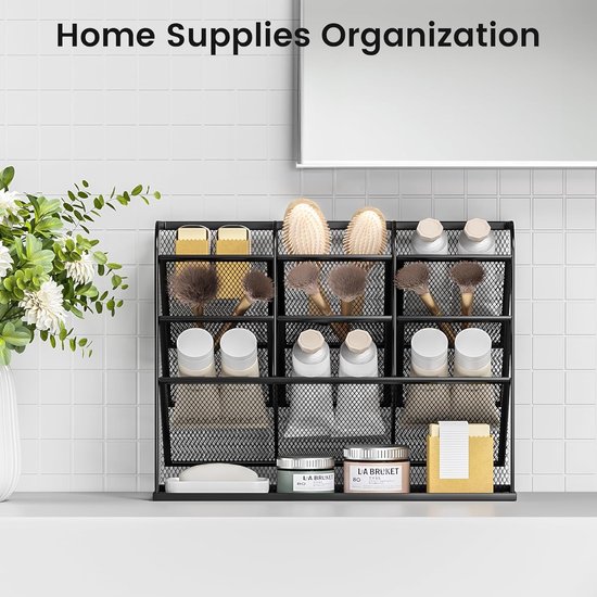 3 Tier Mesh Desk Organizer, 10 compartimenten pennenhouder voor bureau ...