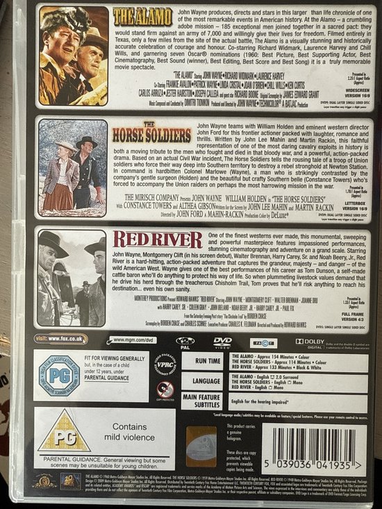 The Alamo/The Horse Soldiers/Red River [DVD] Cliff Lyons, Linda Cristal ...