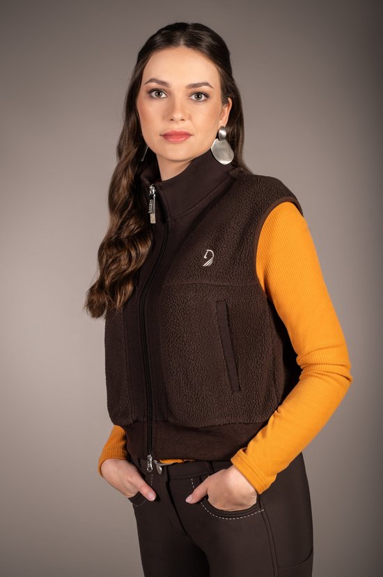 bodywarmer donkerbruin, teddystof, maat m, merk hkm | bol