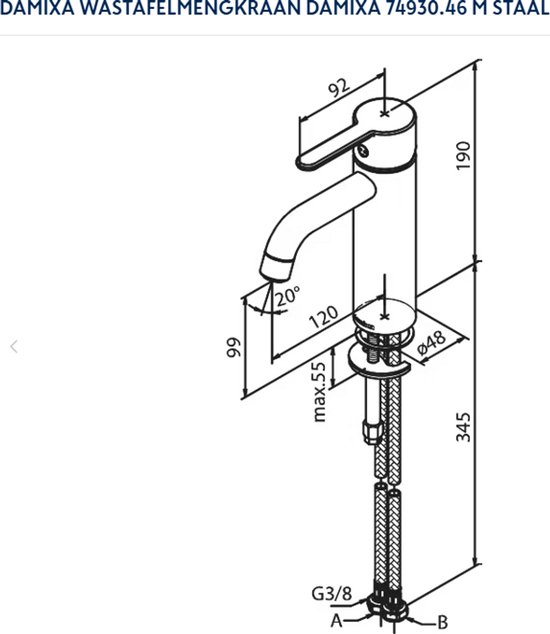 Damixa - Silhouet Wastafelmengkraan - medium staal | bol