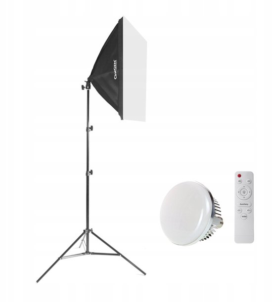 Softbox LED 40x40cm met standaard & afstandsbediening - 100W | bol