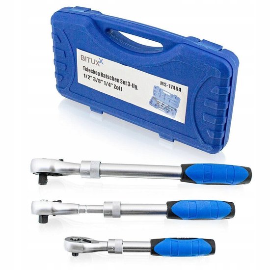 Telescopische Ratel Set 1/2" 1/4" 3/8" met Verstelbare Lengte in Koffer ...