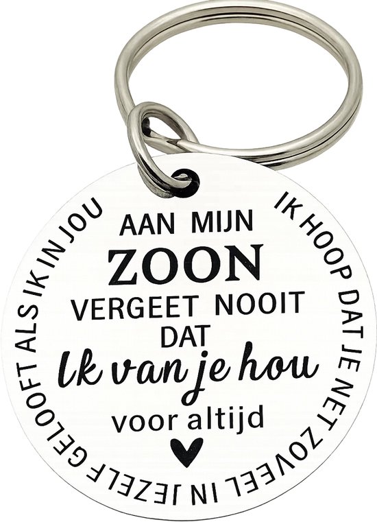 Sleutelhanger “Aan mijn zoon vergeet nooit dat ik van je hou” – 304 RVS ...