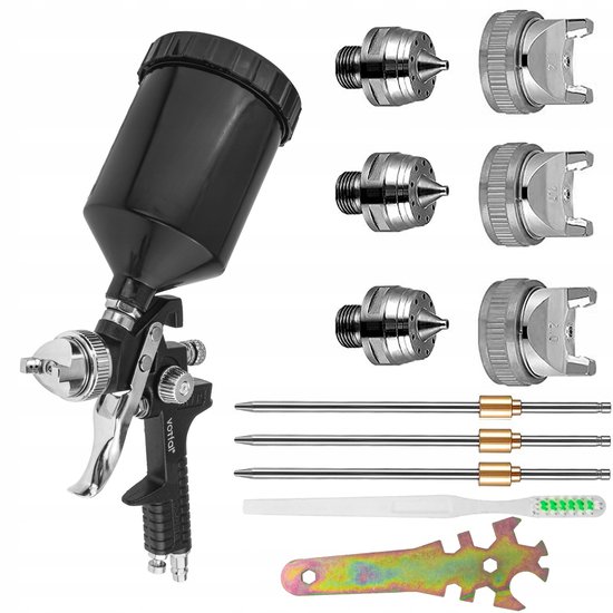 Professioneel HVLP-spuitpistool met 4 spuitmonden (1,3-2,0 mm) | bol