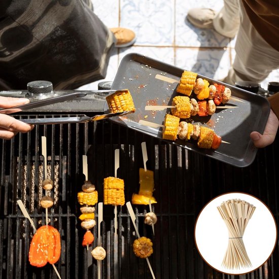 Tovbmup 20 cm BBQ-spiesen - 100 stuks - Lange bamboe spiesen ...