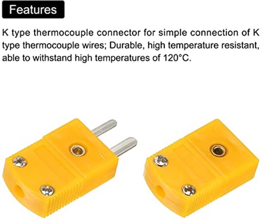 K Type Thermocouple, Wire, Plug, Plug, Adapter, High Temperature, 120°C ...