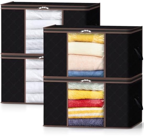 4 Pack Grote Kleding Opbergzak Doos met Deksel, 75L Garderobe Opberg ...