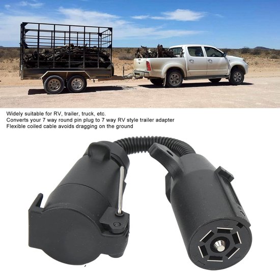 7 Way Trailer Plug Adapter - Round Trailer Wiring Connector - 7 Pin ...