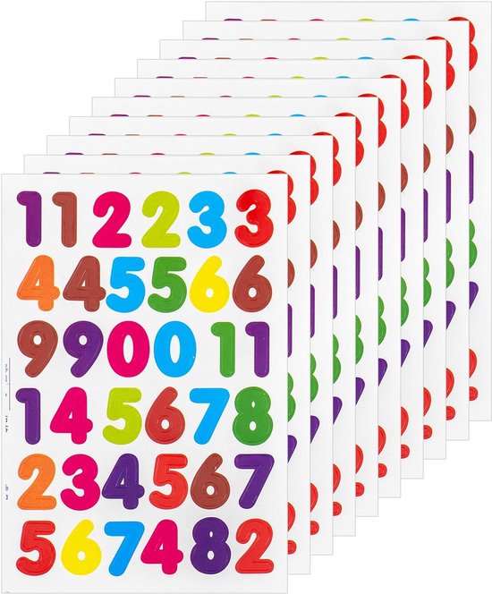 0 to 9 Number Stickers, Self Adhesive Digital/Colorful Number Sticker ...