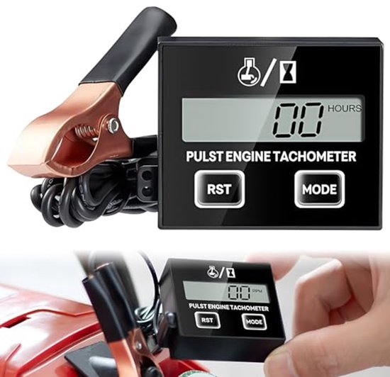 Digitale toerenteller met bedrijfsurenteller, inductieve toerenteller ...