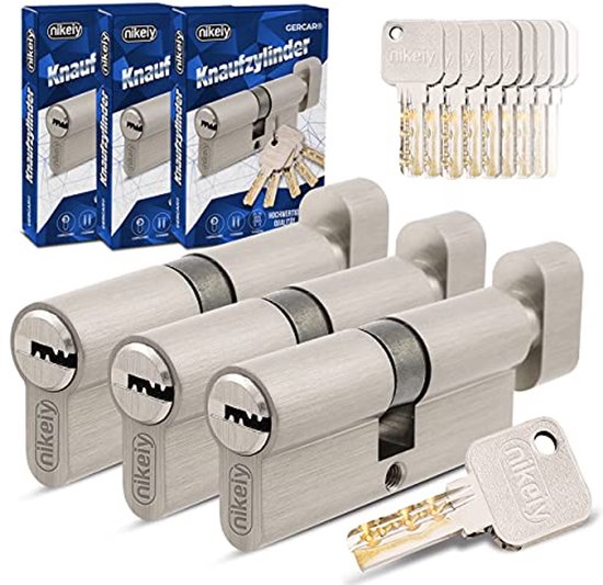 Gelijksluitende Cilindersloten Set met Knop - 3 x 60 mm Deursloten ...