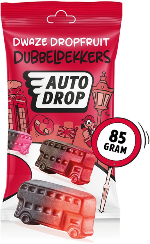 Autodrop - Snoep - Doldwaze Drop Fruit Dubbeldekkers - 16 zakjes - 85 ...