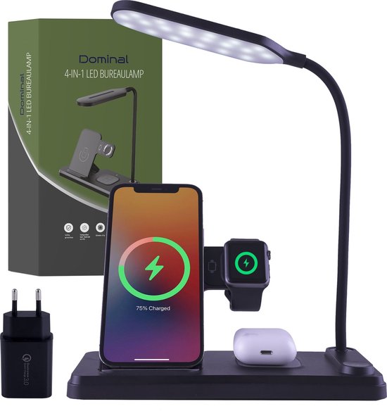 Dominal - Bureaulamp - Bureaulamp led - Oplaadstation - 4 in 1 Led ...