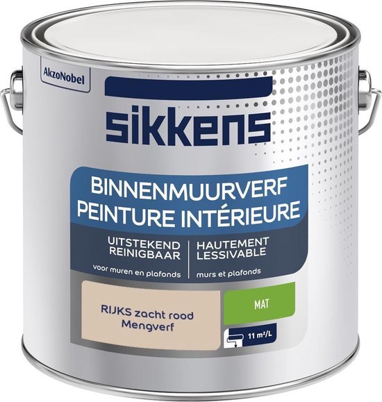 Sikkens Binnenmuurverf Mat - RIJKS kleuren - RIJKS zacht rood - 2,5 ...