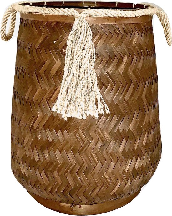 Rieten mand-Planten mand-Decoratie-Rond met hengsels-37 x 30 cm ...