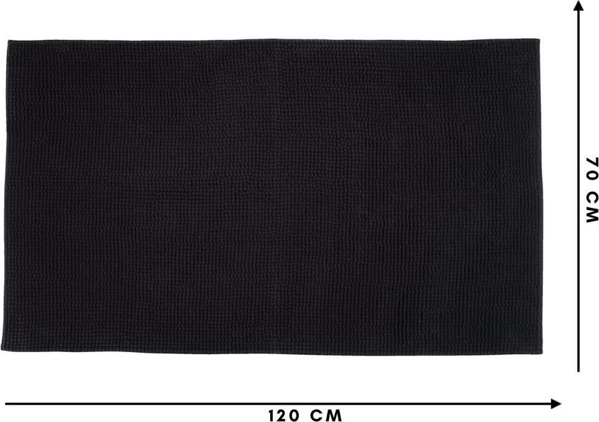 Lucy's Living Luxe badmat POL Black– 70 x 120 cm - zwart - badkamer mat ...