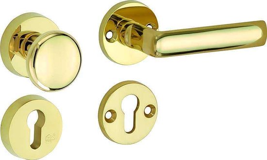 SKG3 knop/kruk op rozet rechts Padania/Elegant m/ KTB PC rozet messing gelakt/messing PVD | bol